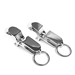 Metal Shotgun Tool Bottle Opener Keychain - 2 pack - 4 in 1 Shotgun Tool, Bottle Opener, Beer Tab Opener, Keychain - Extremely Durable Drinking Tool (Stainless Steel)