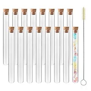 Okulab Clear Glass Test Tubes 50PCS, 16x150mm (20ml) Glass Test Tube with Cap and Brush for Scientific Plants, TTGS02A50