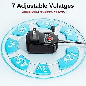 SoulBay 15W Universal AC Adapter 3V 4.5V 5V 6V 7.5V 9V 1500mA 12V 1250mA DC Switching Power Supply for CCTV Security IP Camera Keyboard Speaker Router Household Electronics, 12W Compatible