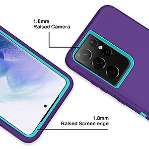 MXX Case Compatible with Galaxy S21 Ultra Case, 3-Layer Super Full Heavy Duty Body Bumper Cover/Shock Protection/Dust Proof, Designed for Samsung Galaxy S21 Ultra 5G 6.8 Inch 2021 (Purple)