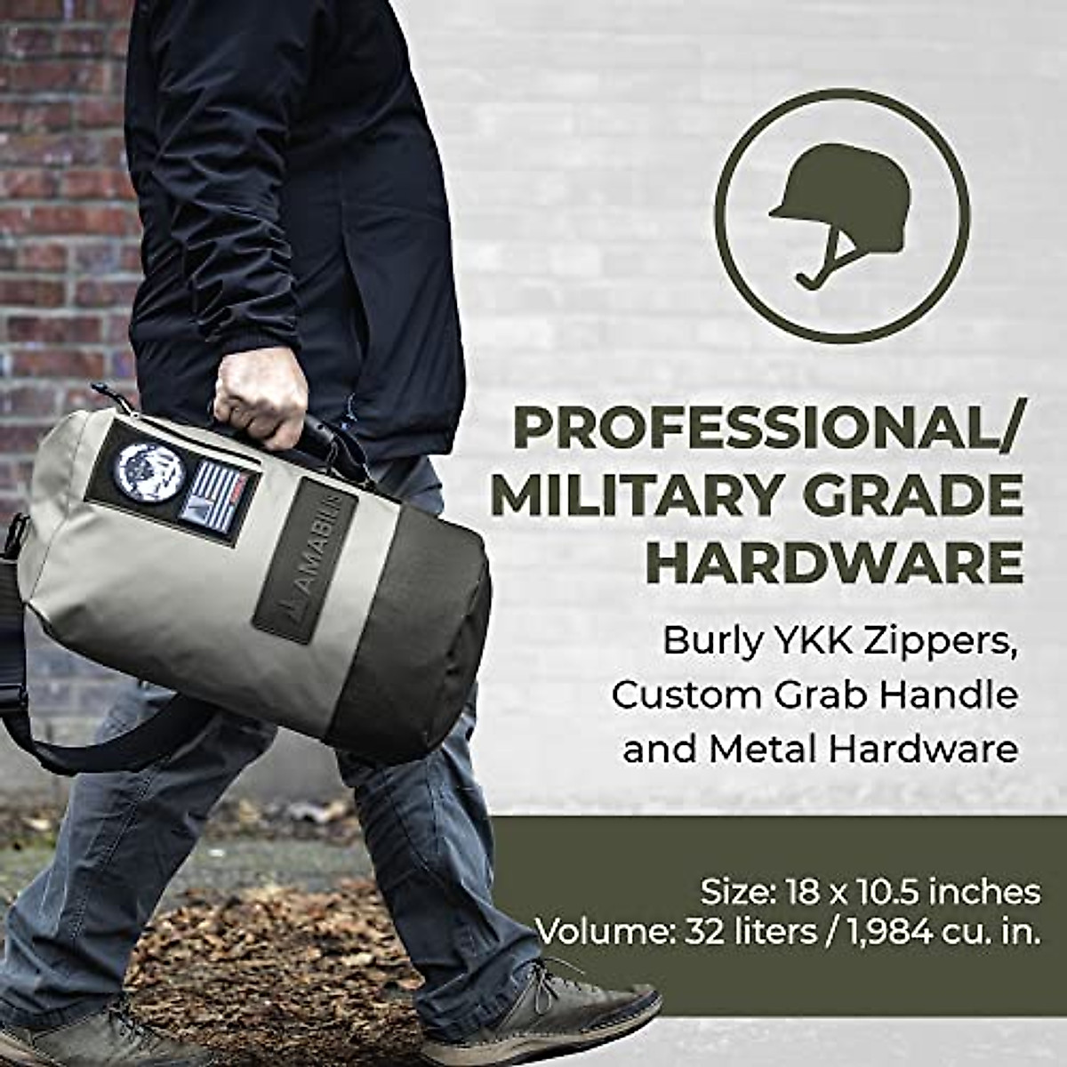 AMABILIS | Water-Resistant Carry-on Travel Duffel Bag | Multiple Pockets | Adjustable Strap | Perfect Gym Bag | 32L | Battleship Grey | Dave Jr Duffel Bag