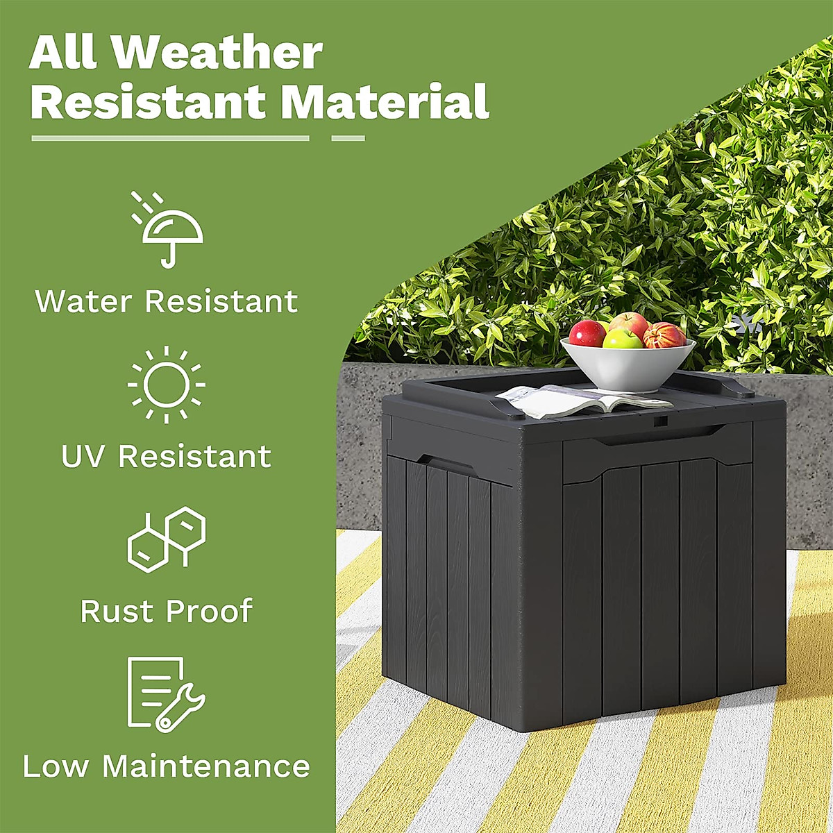 Patiowell 30 Gallon Resin Deck Box, Outdoor Storage Box for Patio Furniture, Deliveries, Pool Supplies,Waterproof and Lockable, Black