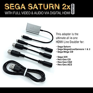 Kaico SEGA Saturn 2X Line Doubler & SEGA Genesis HDMI Adapter - for Megadrive, SNK Neo Geo, Sega Genesis, Sega Saturn Console - Supports RGB and Composite Output - All in One 2X Line Doubler HDMI