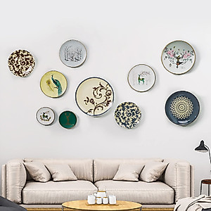 Fasunry 10 Pack 8 Inch Plate Hangers, Plate Hangers for The Wall with 12 Pack Wall Hooks, Compatible 7.5 to 8.5 Inch Decorative Plates and Arts