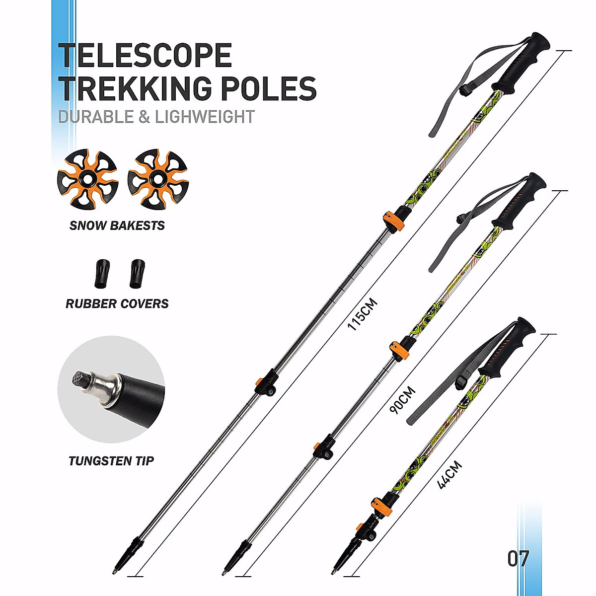 G2 16 Inch Kids Snowshoes Set with Trekking Poles, Snow Baskets, Storage Bag, Fast Ratchet Binding Design, for Child Youth Boys and Girls, Green