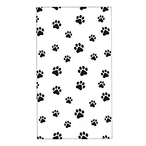 QICENIT Dogs Paw Printed Black White Hand Towel Super Soft Plush Highly Absorbent for Bathroom 15.7x27.5In