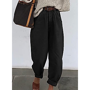 Astylish Black Jeans for Women High Waisted Baggy Boyfriend Mom Cropped Denim Pants Black Size 10