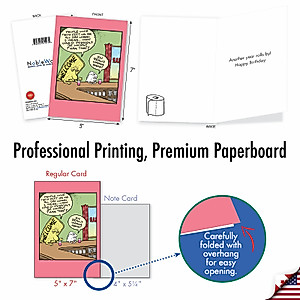 NobleWorks - 1 Happy Birthday Greeting Card Funny - Cartoon Comic Humor, Celebrate Birthdays Notecard - Welcome Mat C9283BDG