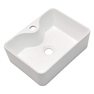 Vessel Sink Rectangular - Sarlai 16"x12" Rectangle Vessel Sink White Ceramic Porcelain Above Counter Bathroom Vanity Lavatory Restroom Bathroom Vessel Sink Basin