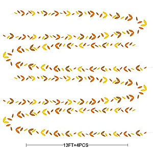 52 Ft Fall Party Decorations Autumn Leaf Garland Streamer Orange Yellow Brown Maple Leaves Hanging Banner for Wedding Bridal Shower Birthday Baby Shower Engagement Harvest Thanksgiving Party Supplies