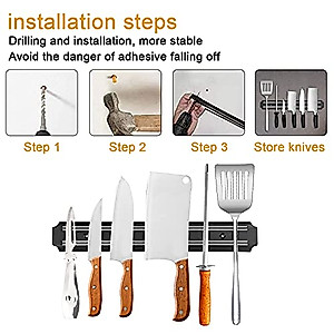 Magnetic Knife Holder,15in Magnetic Knife Strip for Wall, Powerful Magnetic Knife Rack, Securely Hang Knives on Multipurpose Tool Holder