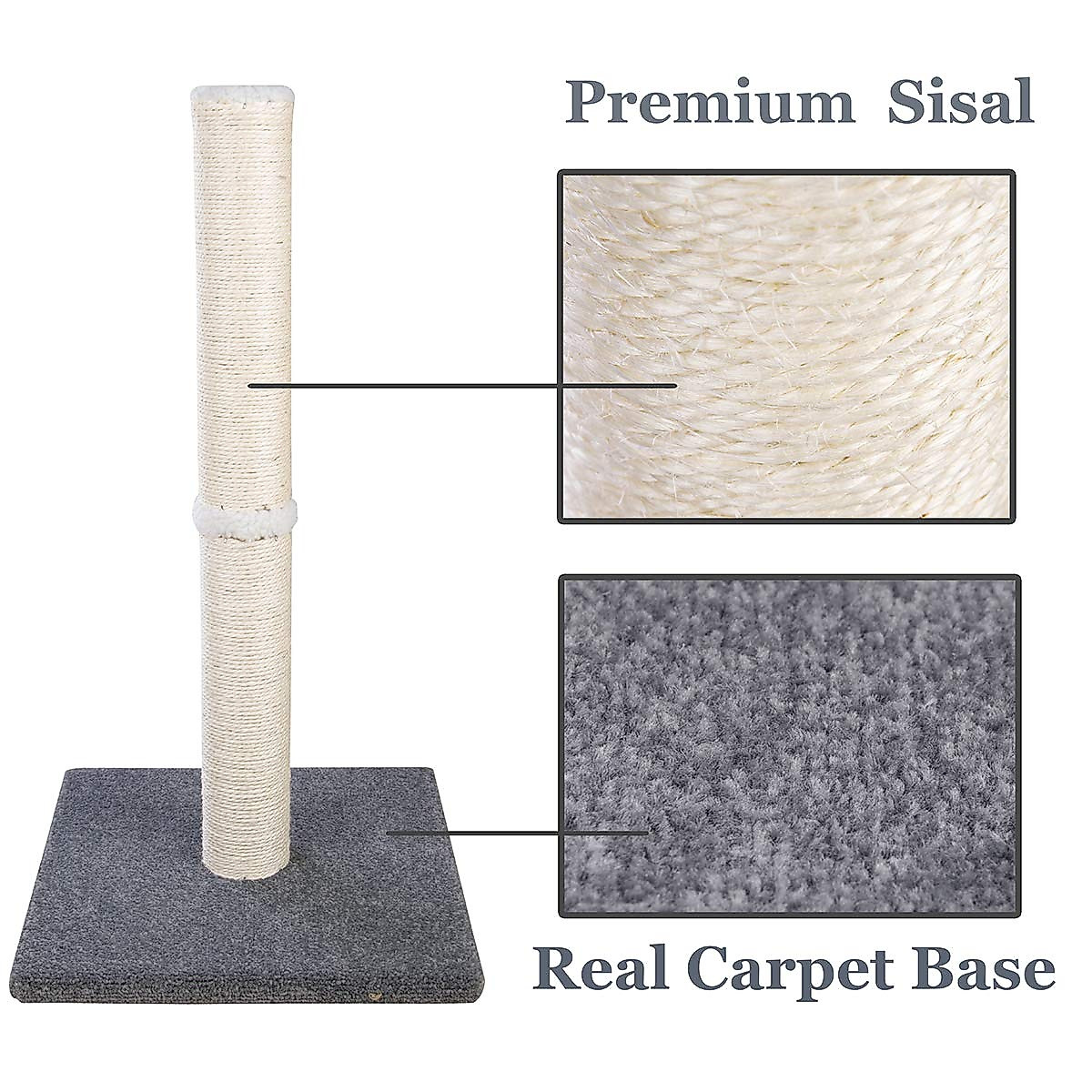 Cat Scratching Post Carpet, Tall Big Sisal Rope Cat Scratch Pole for Cats and Kittens, Stable Carpeted Heavy Base (Blue/Grey)