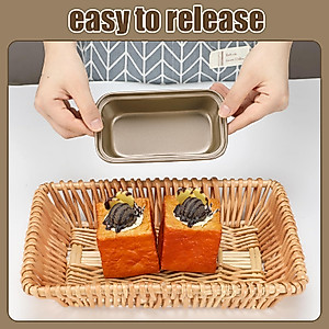 Uiifan 12 Pcs Mini Loaf Pan for Baking Bread Non Stick Small Banana Bread Tins 6.1 x 3.3 x 2.1 Inches Nonstick Carbon Steel Tiny Meatloaf Pan for Oven and Baking (Gold)