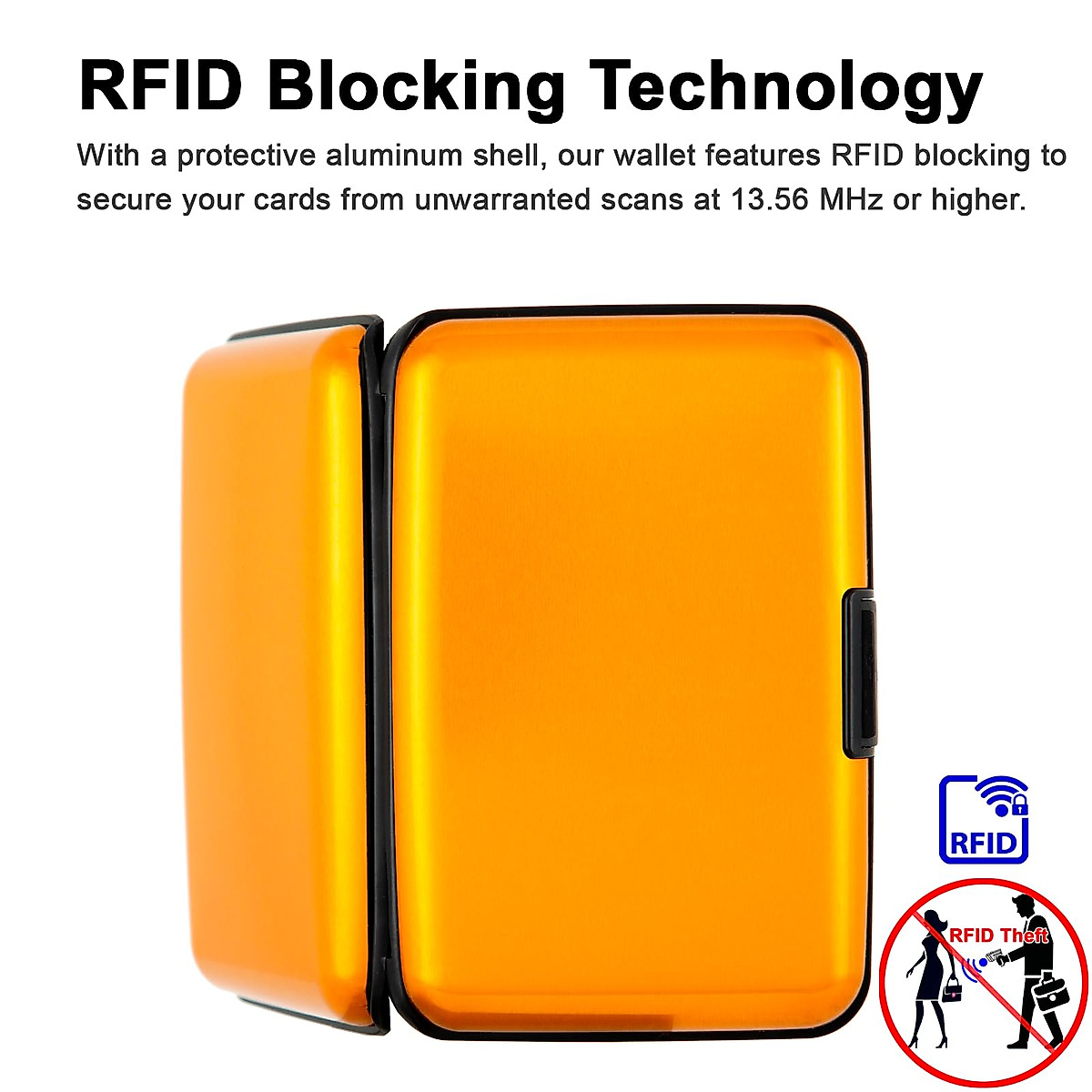 Kaabao Credit Card Holder, RFID Blocking Metal Card Wallet for Women Men Slim ID Card Holders Protector Aluminum Business Hard Case (Gold)