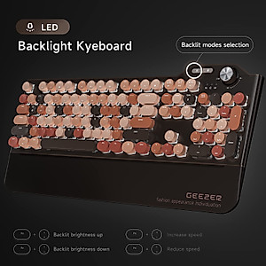 MOWUX Wireless Mechanical Keyboard, Multihost 2.4 GHz + Bluetooth + Type-C Wired Connectivity, LED Backlit PC Gaming Full-Size Rechagerable Keyboard, with Ergonomic Premium Magnetic Wrist Rest