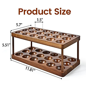 Sishynio Wooden Double Layer Egg Holder - Farmhouse Kitchen Acacia Egg Tray Organizer - 2 Tier Fresh Egg Storage Rack Basket for Countertop, 36 Capacity