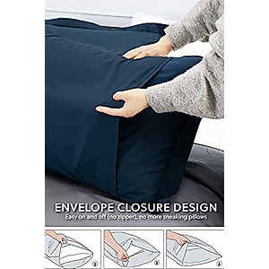 Bedsure Standard Pillow Shams Set of 2 for Kids, Brushed Microfiber Navy Bed Pillow Shams for Queen Bed, Super Soft and Cozy 20x26 Inch Shams Envelope Closure