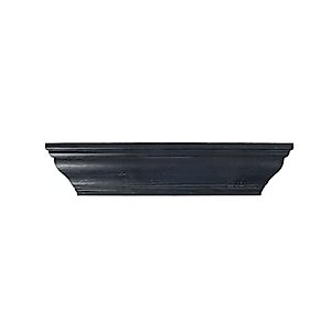 PRINZ Shelves 24" Black Wash Crown Molding Wood, Floating Wall Shelves for Bathroom, Bedroom, Wall Decor, 24" X 5" X 4"