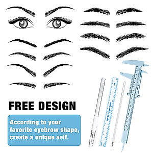 Ctosree 10 Pcs Eyebrow Tools 2 Pcs Eyebrow Measuring Ruler 4 Pcs Microblading White Marker Pen with Replacement Refills 4 Paper Ruler Brow Mapping Skin Mark for Eyebrow Permanent Makeup Position Tools