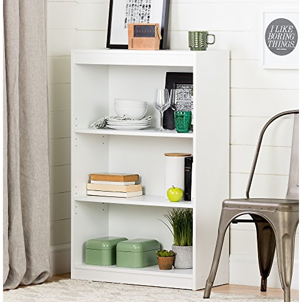 South Shore Axess 3-Shelf Bookcase, Pure White