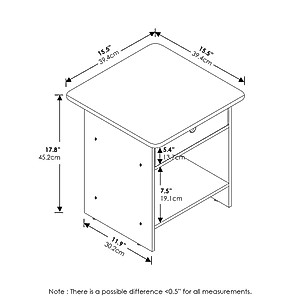 Furinno Dario End Table / Side Table / Night Stand / Bedside Table with Bin Drawer, 2-Pack, Espresso/Brown