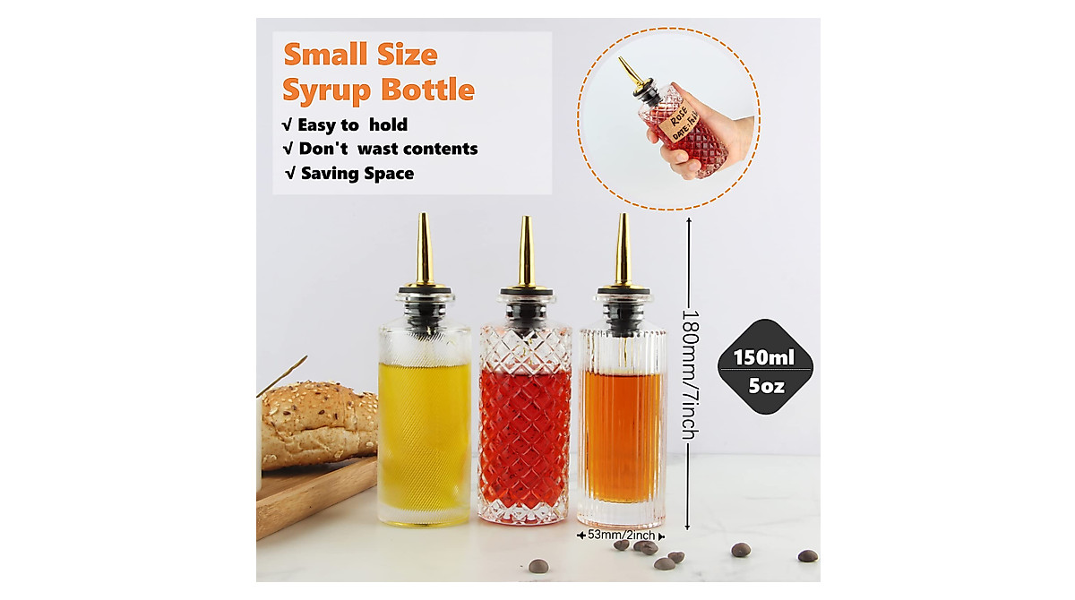 Syrup Dispenser Bottles Set – 3 Pack for Kitchen Essentials