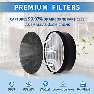 2 pack lv-h132 Replacement Filter Compatible with Levoit H132 Air Purifier,H13 True HEPA Filter,Activated Carbon Filter