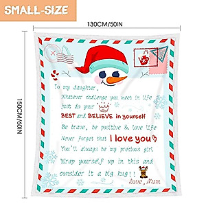 PAMAID Air Mail Blanket, Personalized Sherpa Fleece Blanket to My Daughter Letter Printed Quilts, Throw Blanket Positive Energy Caring Gift from Mom and Dad (Snowman)