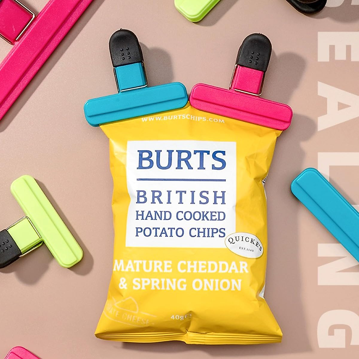 20 PCS Food Clips Bread Bag Clips for Food Storage with Air Tight Seal Grip, Squeeze and Lock Bread Bag Clips, Plastic Bag Closure Clips, Chip Clips, Snack Clips, Plastic Heavy Seal Grip