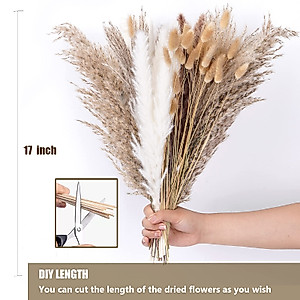 95PCS Dried Flowers Pampas Grass Boho Decor, Dried Pampas Grass for Boho Home, Wedding, Baby Shower Decorations, Bunny Tails Dried Flowers, Table Decor Home Decorations