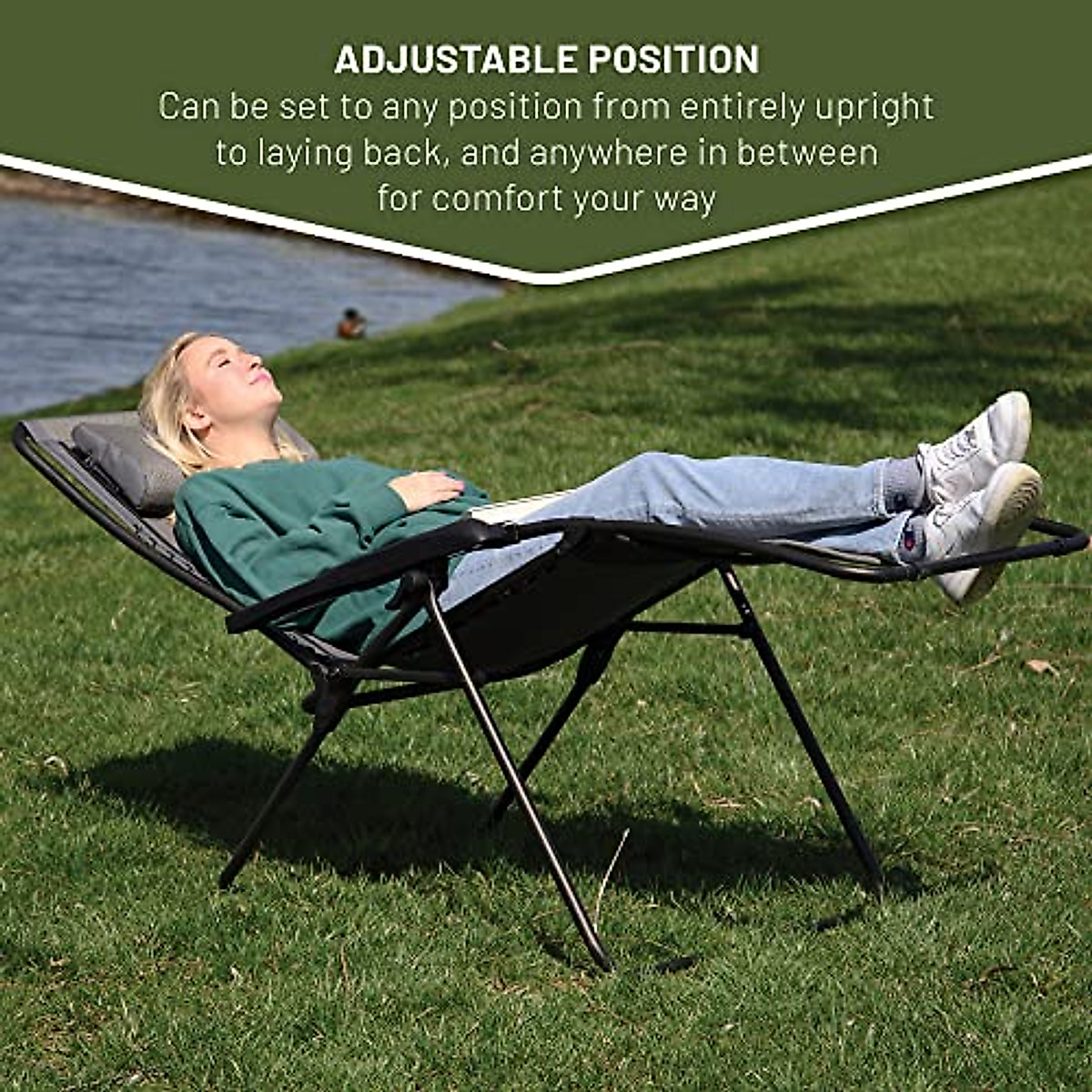 Timber Ridge Balsam Deluxe Zero Gravity Lounger Oversize Outdoor Recliner Chair, Grey