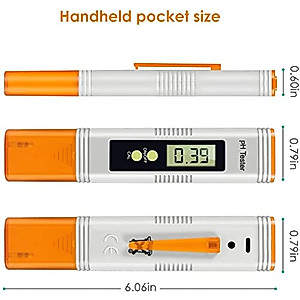 Vivibyan Digital PH Meter, PH Meter 0.01 PH High Accuracy Water Quality Tester with 0-14 PH Measurement Range for Household Drinking, Pool and Aquarium Water PH Tester Design with ATC, Orange