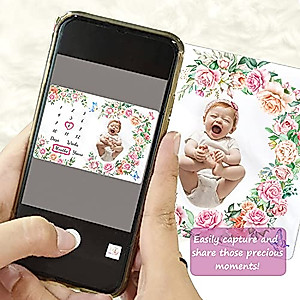 Kmivo Baby Milestone Blanket Monthly Milestone Blankets for Baby Girls Blankets Photography Background Fleece Blankets 60" X 40" inches, with Cards, Frame & Bow