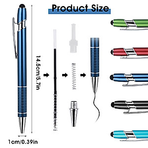 TIESOME 5 Pieces Ballpoint Pen with Stylus Tip, 2 in 1 Stylus Pens Stylish Pen, 0.5 mm Black Ink Retractable Ballpoint Pen, Metal Stylus Pen for Touch Screens School Office Gift Supplies