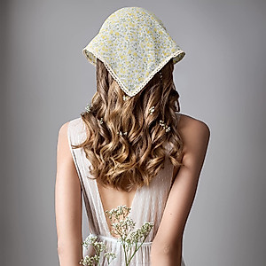 Kinlop 8 Pcs Floral Hair Bandanas Headband Triangle Boho Hair Scarf Headband Floral Printed Chiffon Head Kerchief Floral Hair Kerchief for Women Hair Scarves Accessories(Novel Style)