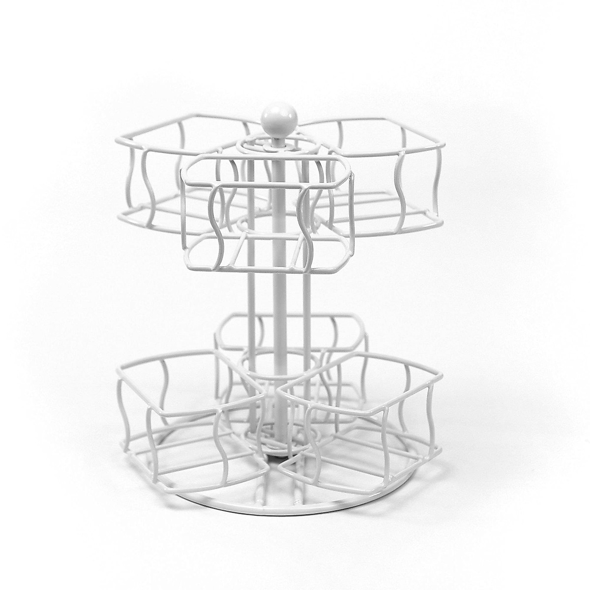 Nifty Tea Bag Spinning Carousel – 6 Compartments, Up to 60 Tea Bags Storage, Spins 360-Degrees, Lazy Susan Platform, Modern White Design, Home or Office Kitchen Counter Organizer