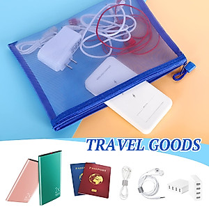 Sinzip 12 Pieces Zipper Nylon Mesh Pouch, Mesh Cosmetic Bags Makeup Bags Pencil Case, Multipurpose Travel Bags for Cosmetic School Office Supplies and Travel Accessories (Multicolored 01, A5)