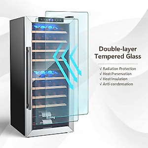 ARLIME 20 Inch Wine Cooler Refrigerator Dual Zone, 43 Bottle Wine Fridge w/Tempered Glass Door, 41℉-64℉ Temperature Control, Large Freestanding Drink Cellar for Beer