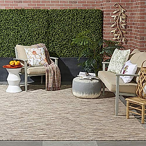 Nourison Positano Indoor-Outdoor Beige 6' x 9' Area Rug, Easy Cleaning, Non Shedding, Bed Room, Living Room, Dining Room, Backyard, Deck, Patio (6x9)
