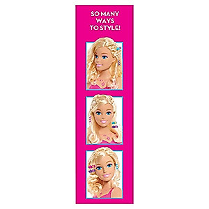 Barbie Fashionistas 8-Inch Styling Head, Blonde, 20 Pieces Include Styling Accessories, Hair Styling for Kids, Kids Toys for Ages 3 Up by Just Play
