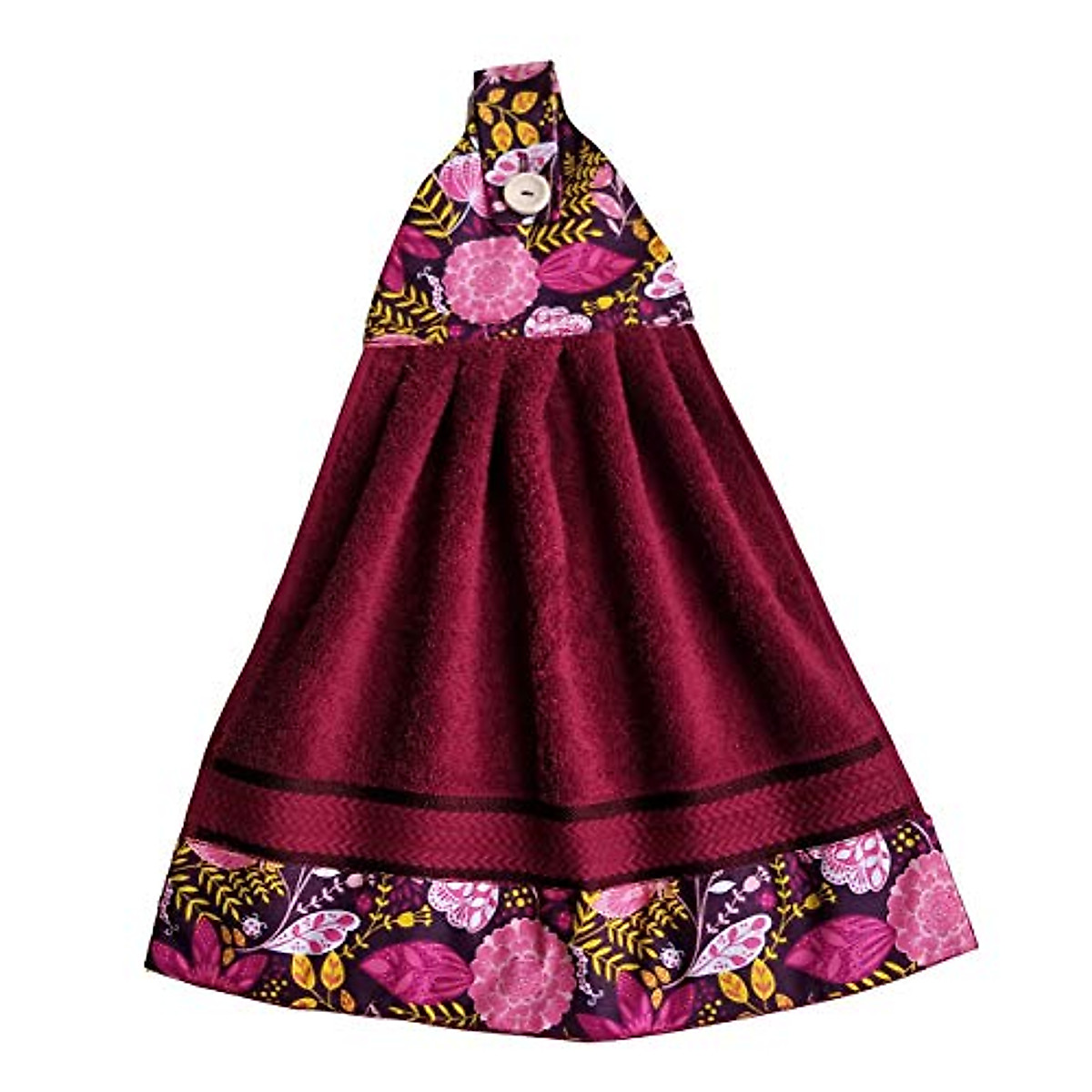 Kitchen Hanging Towel Burgundy Floral Wine Oven Towel