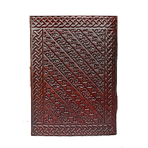 7" Leather Journal with clasp & stone Writing Pad Blank Notebook Handmade Notepad For Men & Women Unlined Paper Best Present Sketchbook Travel Diary To Write Book Of Shadows Refillable Grimoire Large