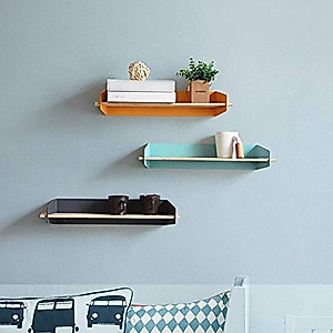 PIBM Stylish Simplicity Shelf Wall Mounted Floating Rack Wooden Collections Living Room Creative,3 Sizes,6 Colors Avaliable, Yellow , 29.5X10X15cm