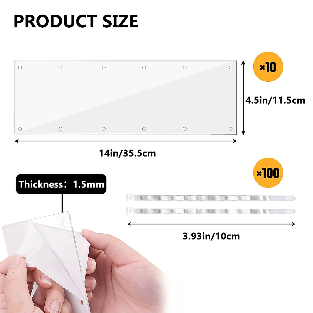 UNIFAMILY 10 Pcs Pet Cage Edge Liner Clear Urine Guard Side Lining, 14" x 4.5" Anti-Urine Splash Sheet for Ferret Rabbits Chinchilla Hamster Hedgehog Rat Critter Nation Cage Liner, Guinea Pig Liners