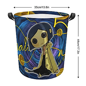 Co.ra.line Circular Hamper with Handle Storage Basket Circular Storage Bin Organizer Round Basket