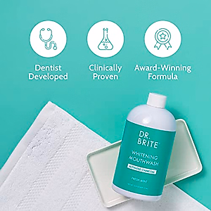 Dr. Brite Natural Whitening Mouthwash, Alcohol-Free, Doctor Formulated to Prevent Bad Breath - Mint, 16 oz