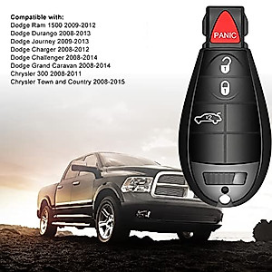 4 Button Key Fob fit for Chrysler 300 2008-2011/ Dodge Durango 2008-2013, Challenger 2008-2014, Journey 2009-2013, Charger 2008-2012, Grand Caravan 2008-2014 for FCC: M3N5WY783X IYZ-C01C (Set of 2)