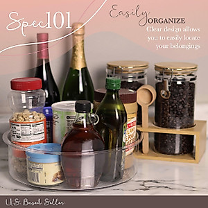 Spec101 Cabinet Lazy Susan Turntable Organizer - 1pc Clear Pantry Lazy Susan Kitchen Turntable 360 Degree Rotation Table
