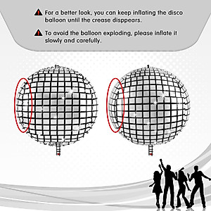 Disco Ball Balloons with Star Balloons, 22 Inch Metallic Disco Silver Foil Balloons for Disco Party Decor Birthday Bachelorette New Year Christmas Party Decorations