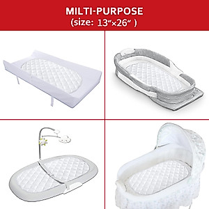 Diaper Changing Pad Liner Non-Slip, Waterproof Terry Mat Changing Pad Cover Liner, Quilted Absorbent Bassinet Liners Washable, 3 Pack 13"x 26" Reusable Portable Changing Table Pad White